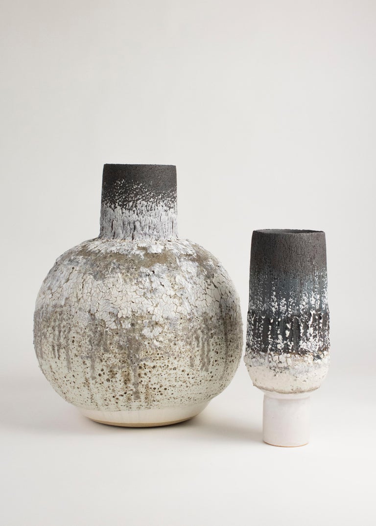 Giant Black and White Stoneware Ceramic and Porcelain Volcanic Moon ...