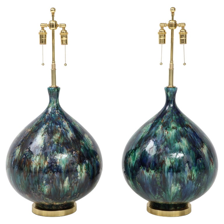 Giant Pair of 1960's Italian Ceramic Lamps For Sale at 1stDibs