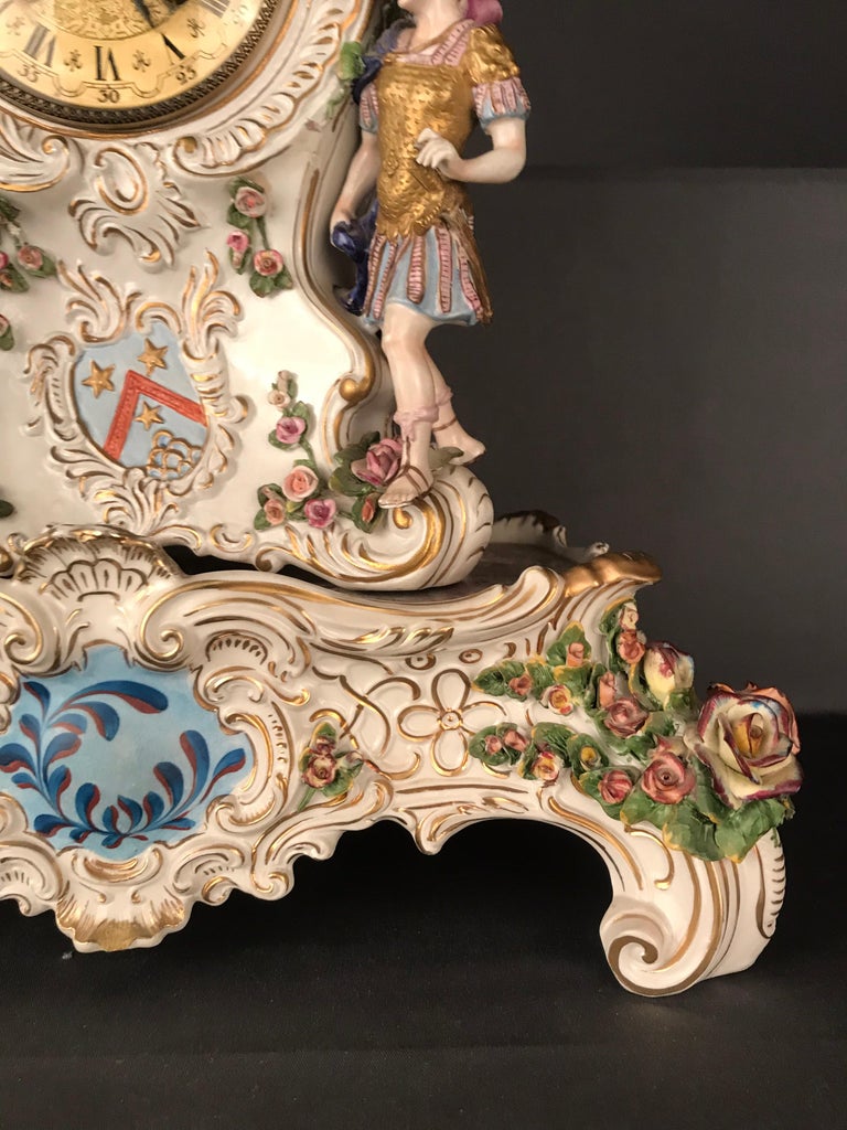 Giant Porcelain Clock Germany Old Plastic Flowers and Characters For ...