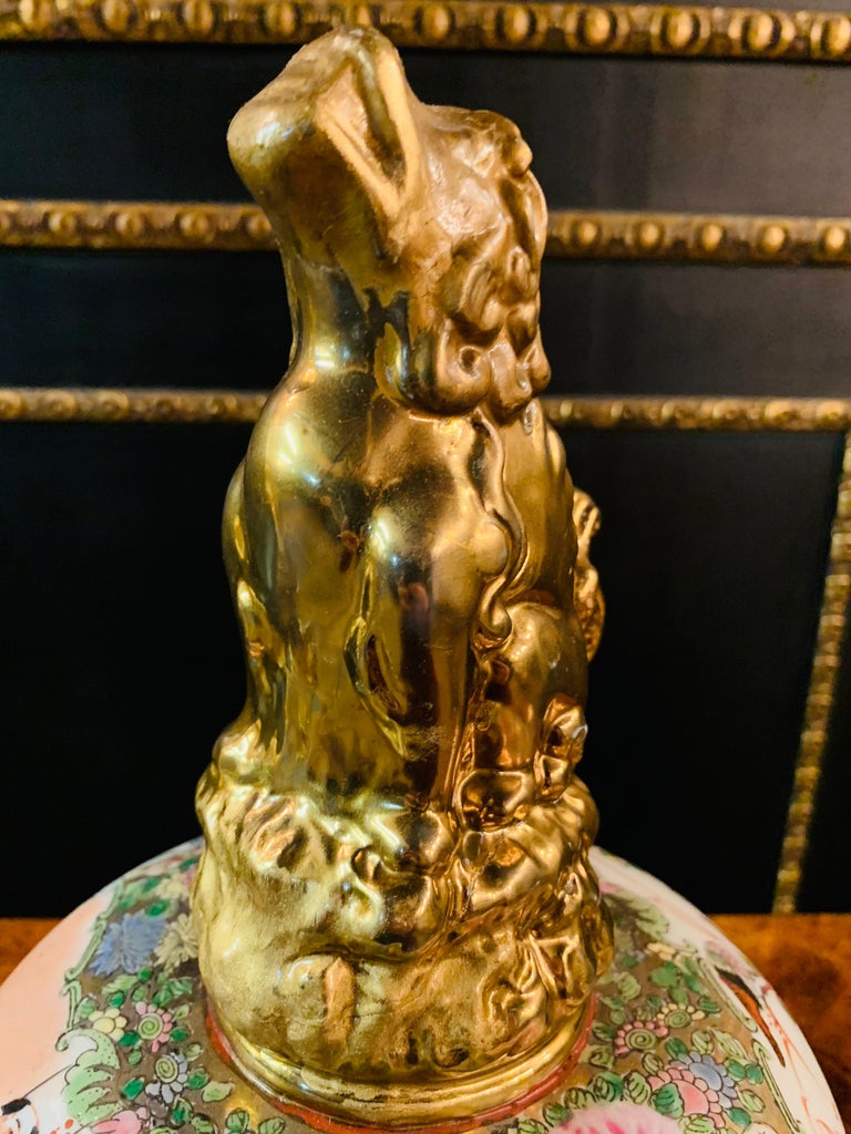 Giant Vase with Lid Crowned by a Gilded Lion, circa 1920-1930 For Sale ...