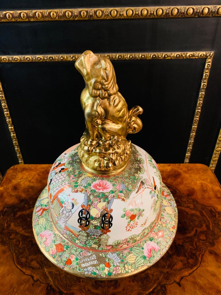 Giant Vase with Lid Crowned by a Gilded Lion, circa 1920-1930 For Sale ...