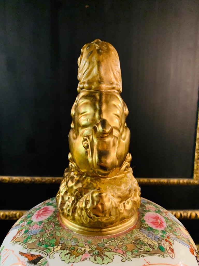 Giant Vase with Lid Crowned by a Gilded Lion, circa 1920-1930 For Sale ...