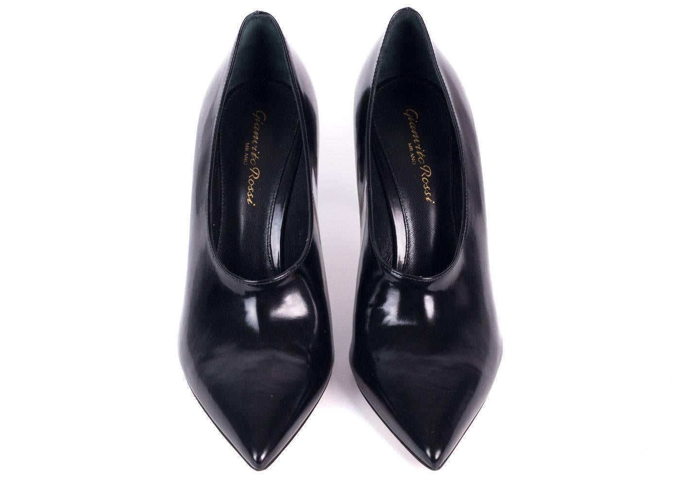 Gianvito Rossi Black Leather High Vamp Pointed Toe Heels For Sale at ...