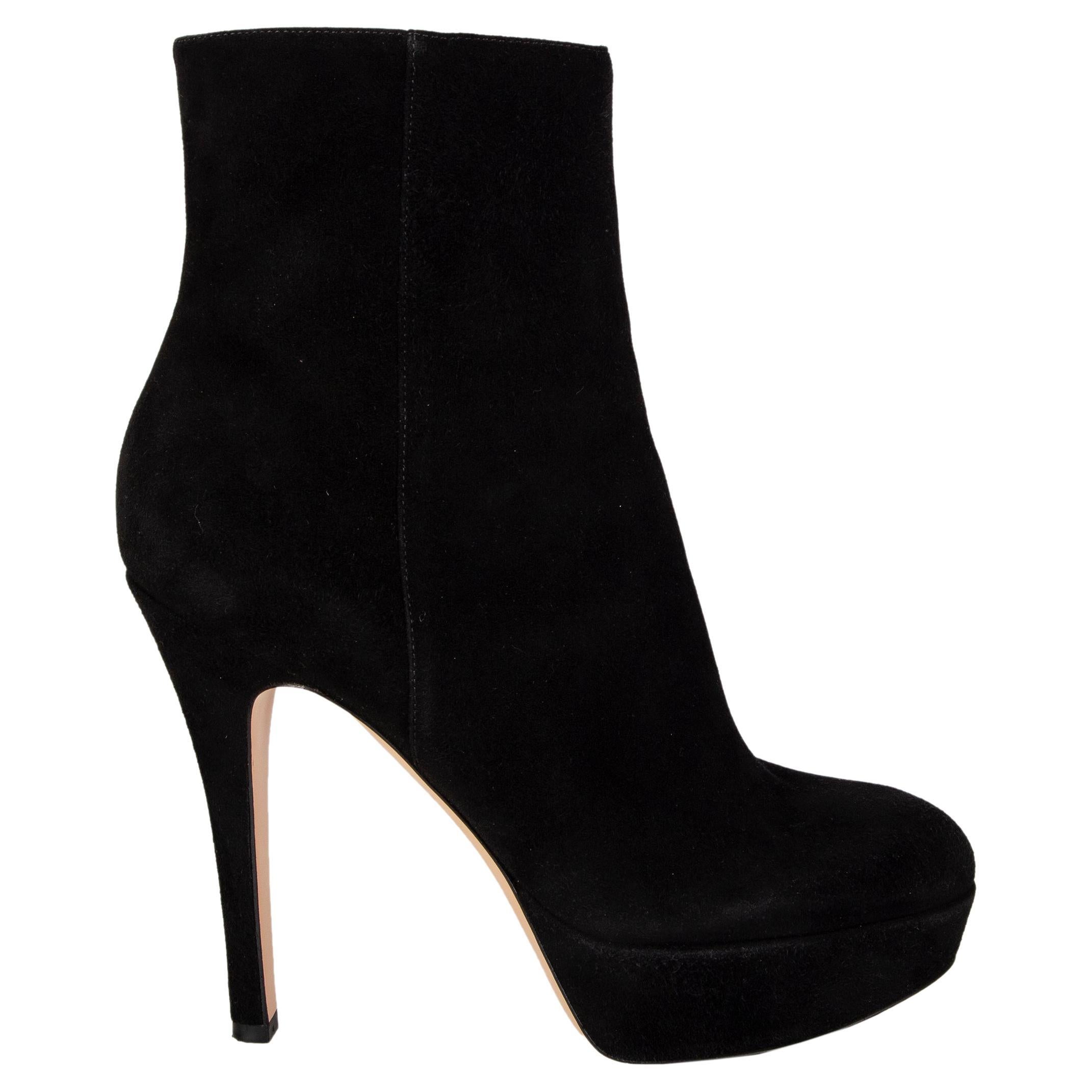 GIANVITO ROSSI Army green suede STILETTO PLATFORM Ankle Boots Shoes 38 ...