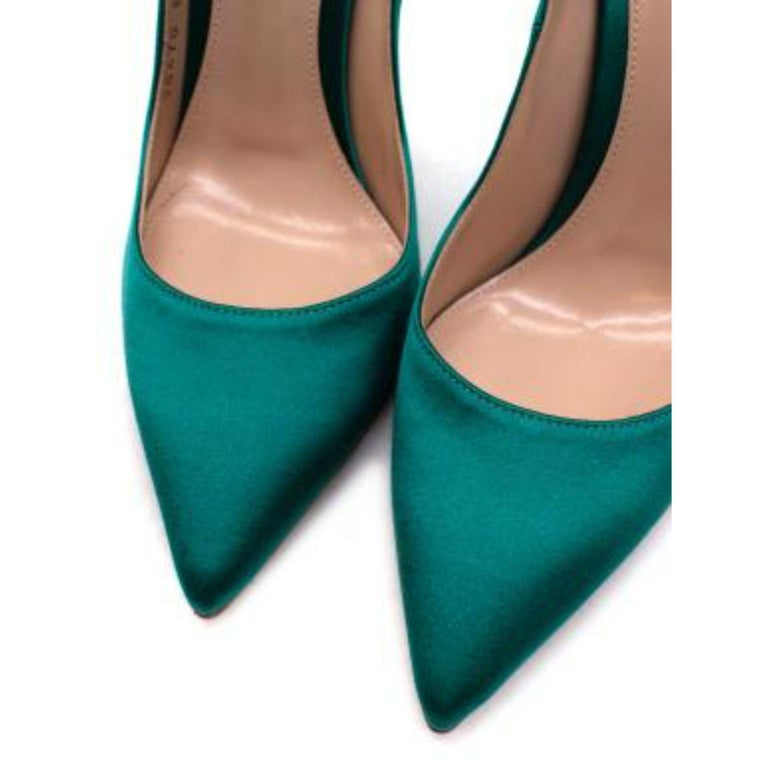 Gianvito Rossi Emerald Green Satin Pumps For Sale at 1stDibs