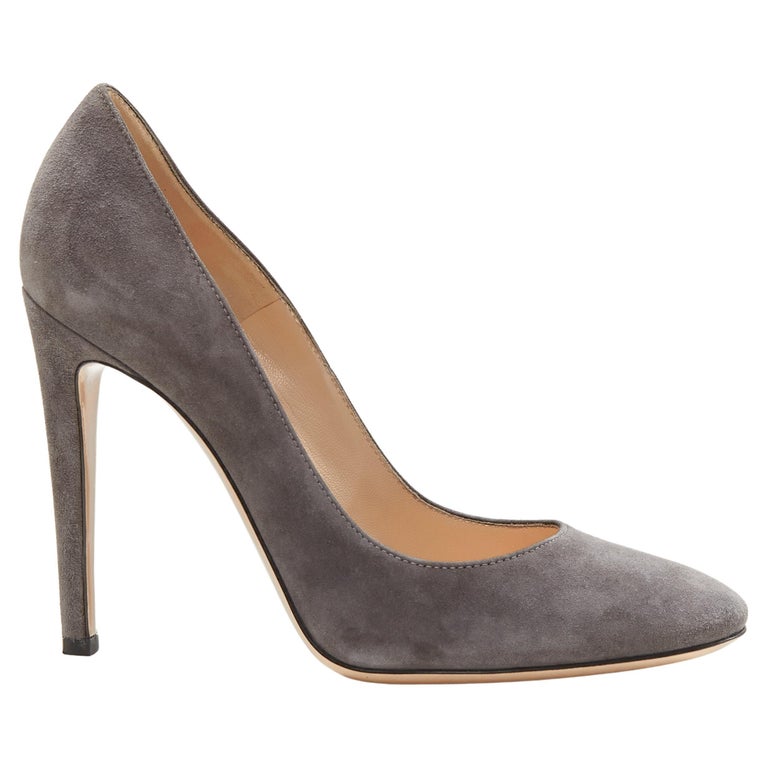 GIANVITO ROSSI grey suede almond toe stiletto heel pump EU38 For Sale ...