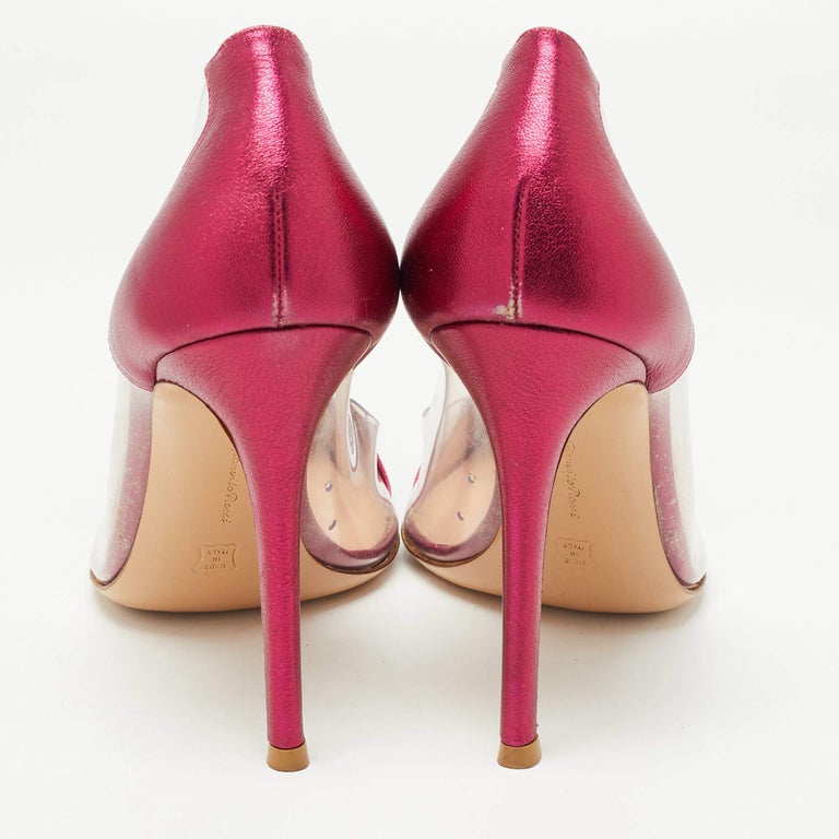 Gianvito Rossi Metallic Pink Leather and PVC Plexi Pumps Size 38 For ...