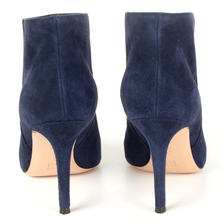 GIANVITO ROSSI navy blue suede STILO Ankle Boots Shoes 36 For Sale at ...