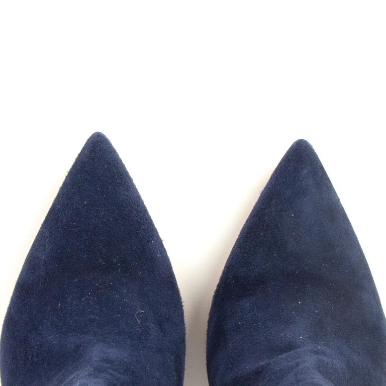 GIANVITO ROSSI navy blue suede STILO Ankle Boots Shoes 36 For Sale at ...