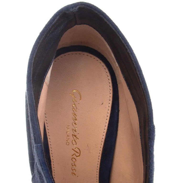 GIANVITO ROSSI navy blue suede STILO Ankle Boots Shoes 36 For Sale at ...