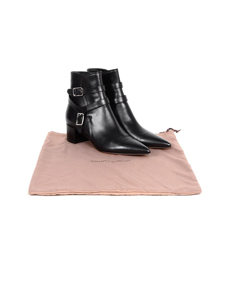 Gianvito Rossi New Black Leather Roni Buckle Ankle Boot sz 38 rt $1,375 ...