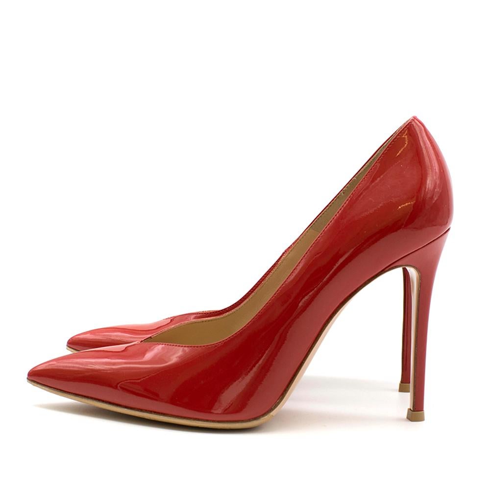 Gianvito Rossi Red Patent Leather V-Cut Pump SIZE 39 For Sale at 1stDibs