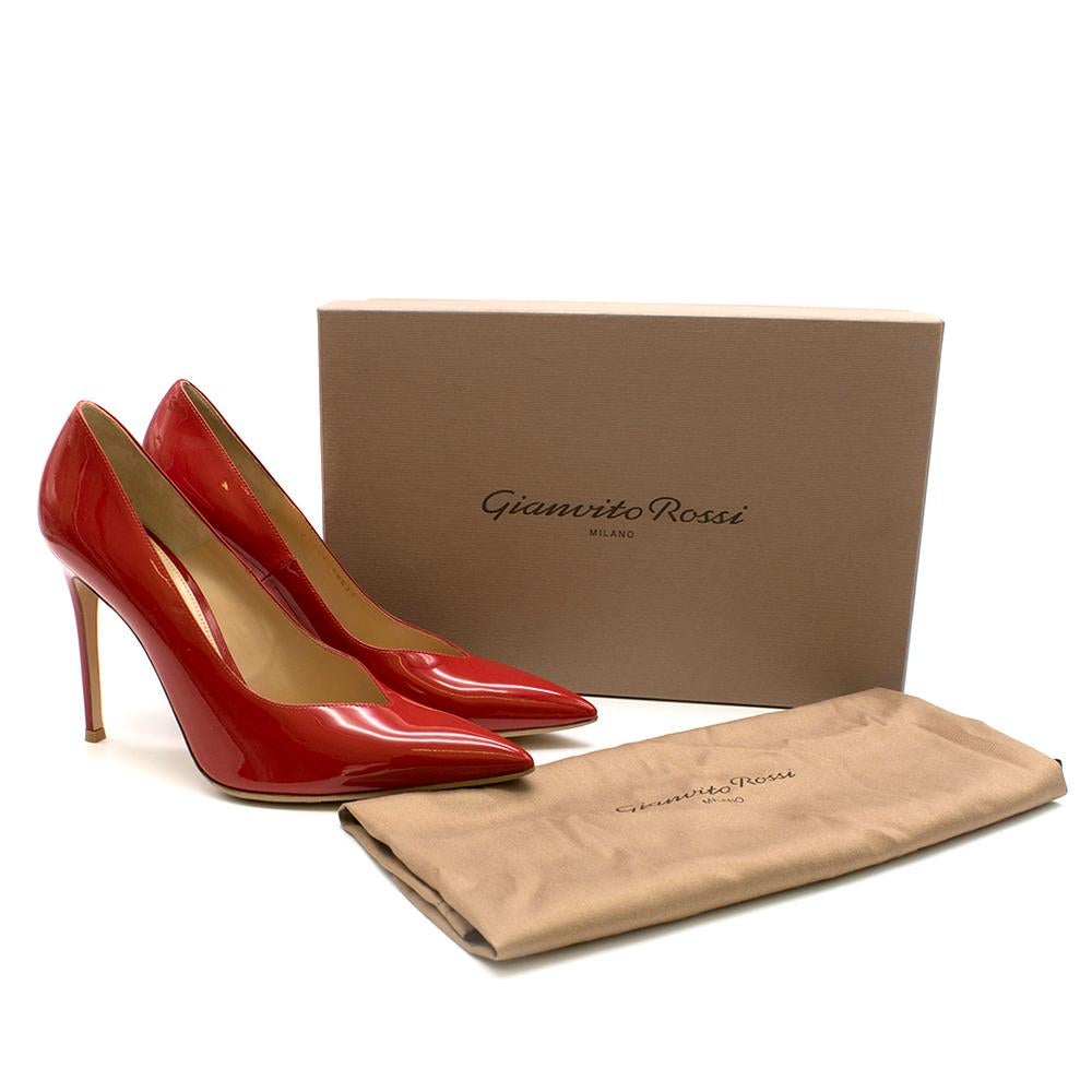 Gianvito Rossi Red Patent Leather V-Cut Pump SIZE 39 For Sale at 1stDibs