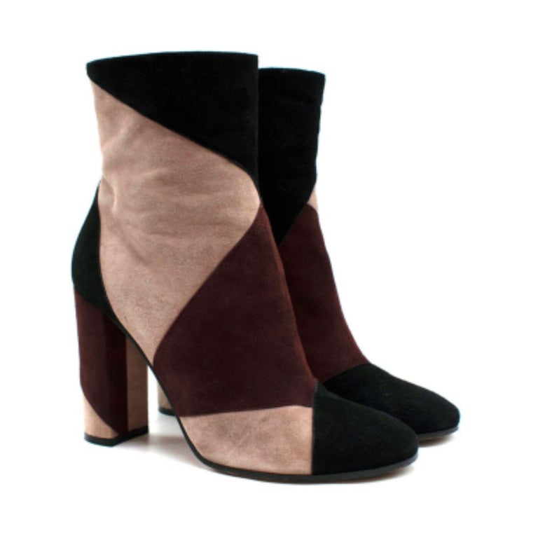 Gianvito Rossi suede patchwork block heel ankle boots For Sale at 1stDibs