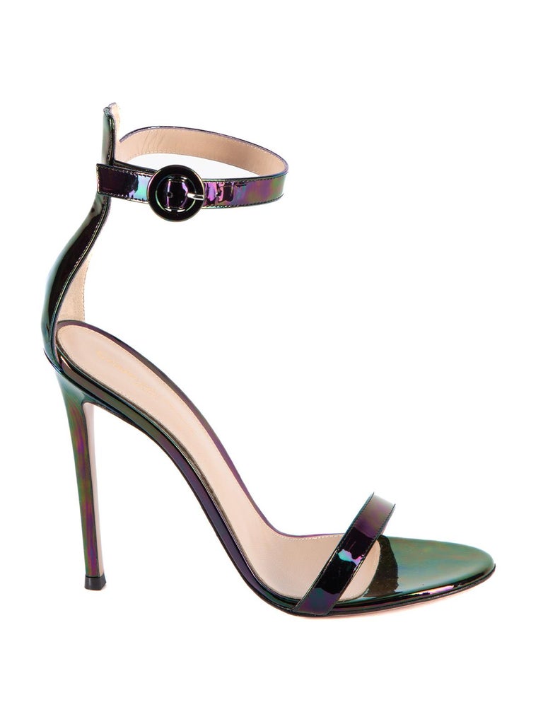 Gianvito Rossi Women's Open Toe Holographic Patent Leather Heels For ...