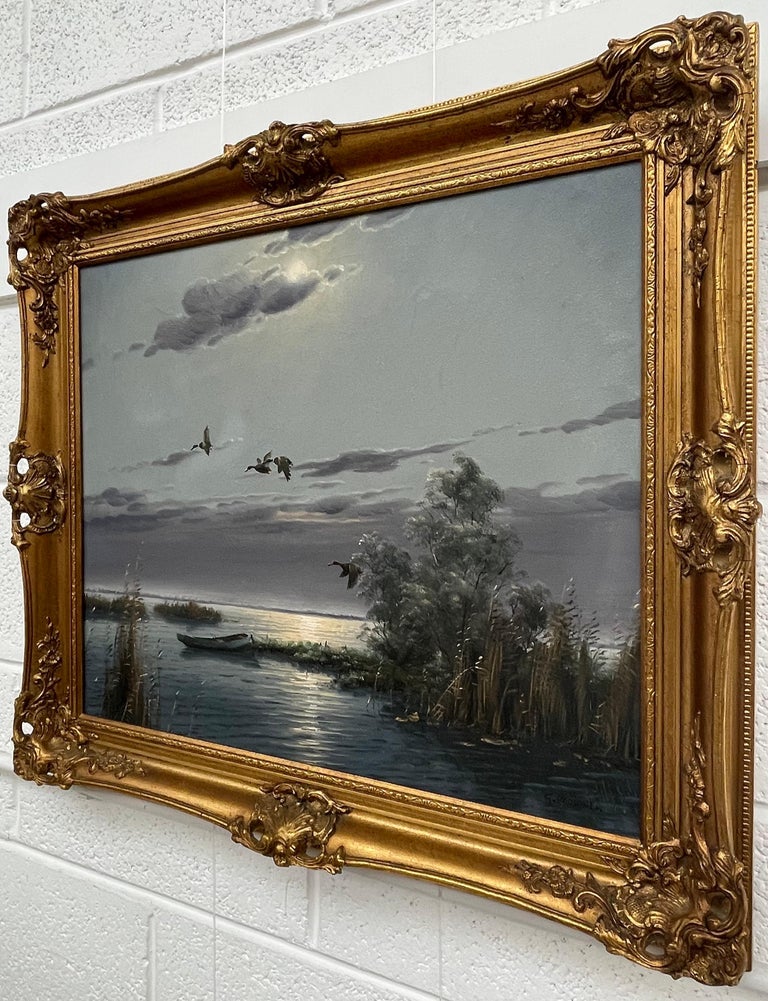 Gien Brouwer - Mallard Ducks in Flight Lake Landscape Sunset by 20th ...
