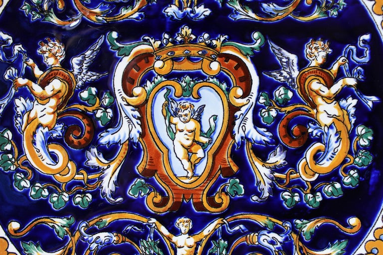 Gien Faience Decorative Plate Hand Painted in Dark Blue and Yellow For ...