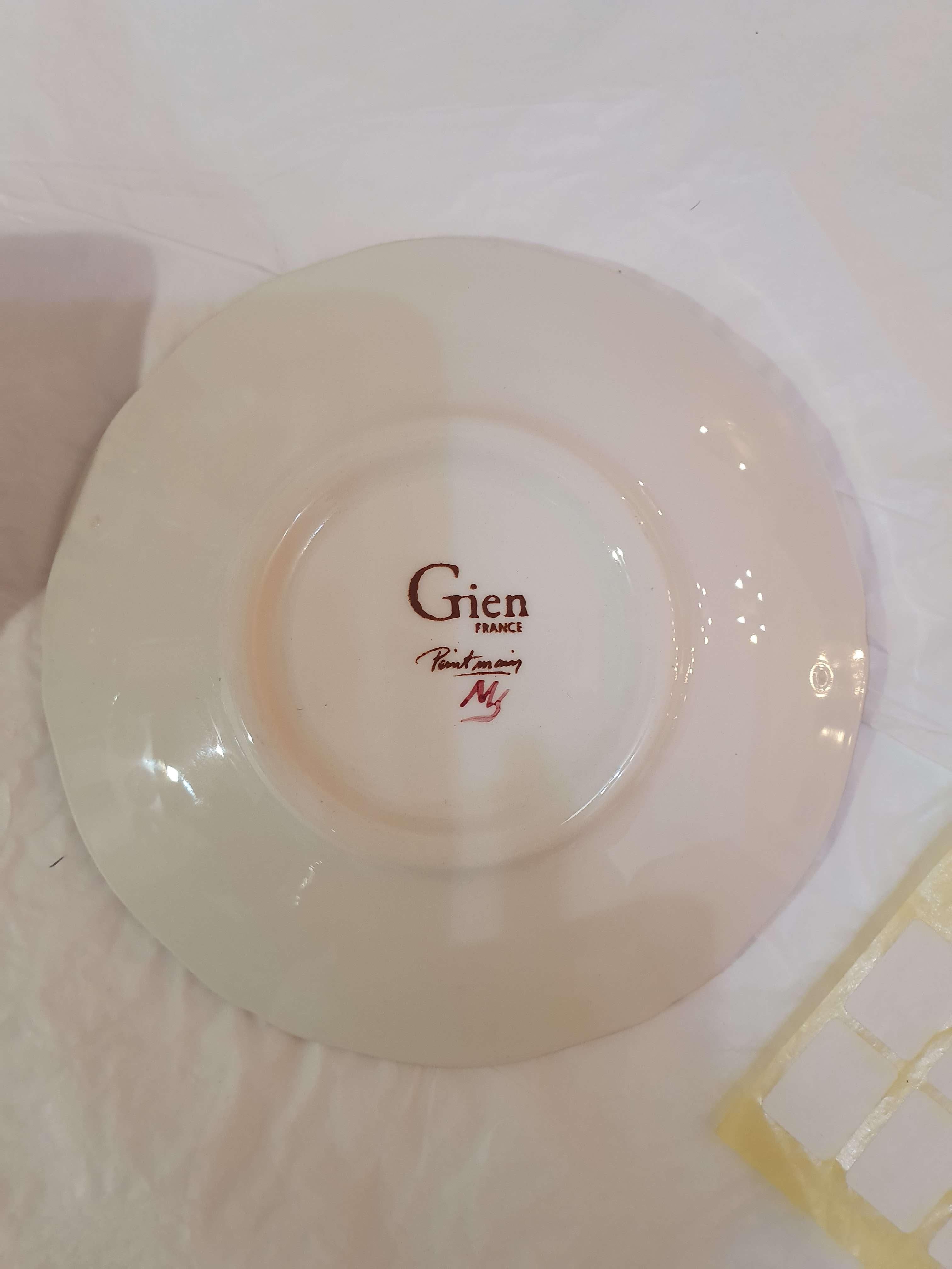 Gien French Hand-Painted Faience "Pivoines" Set of Two Coffee Cups and ...