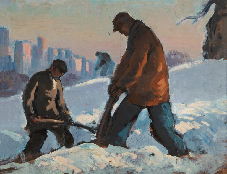 Gifford Beal - "Shoveling Snow, Central Park," Gifford Beal, New York ...