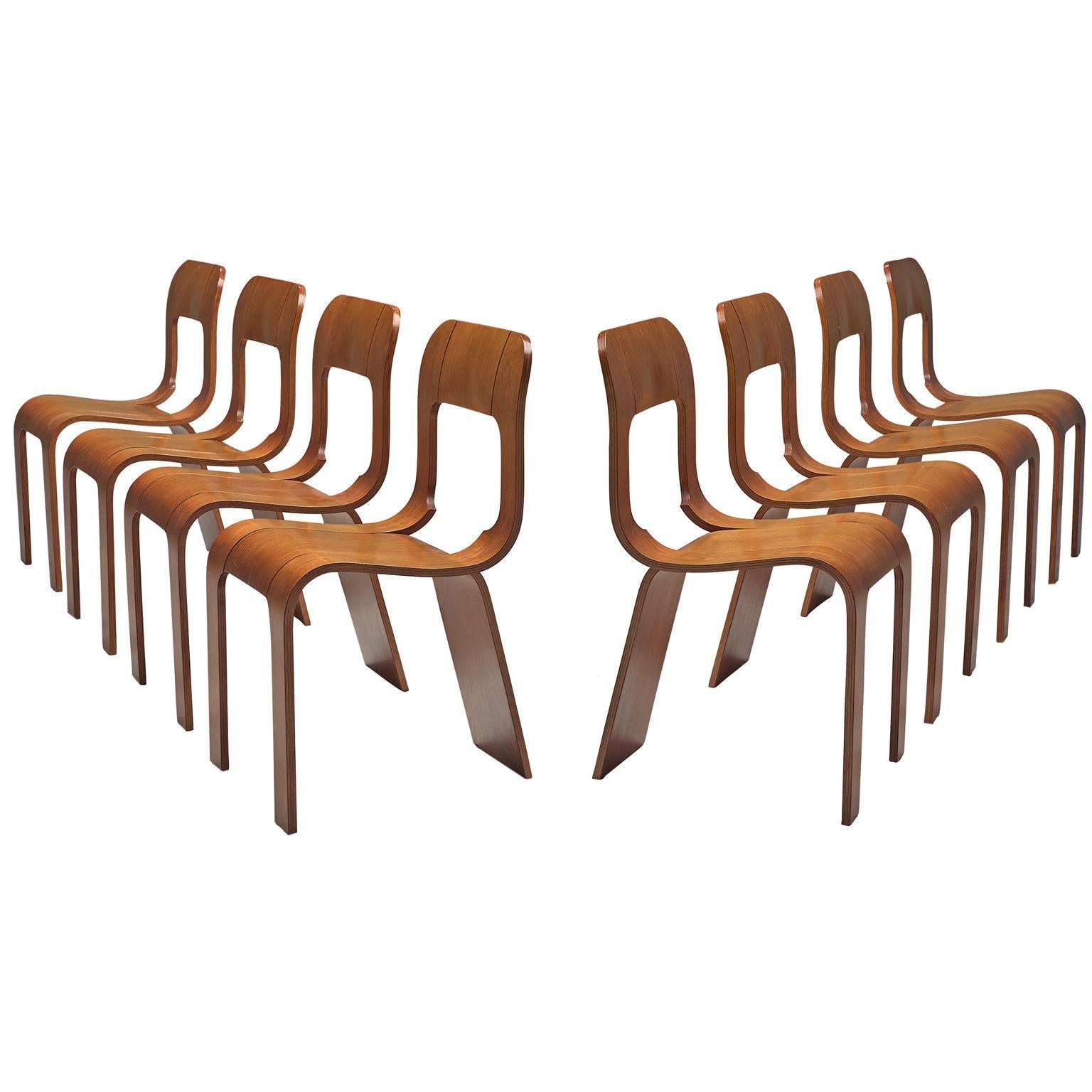 Set of Six Stacking Wim Rietveld Pyramid Chairs at 1stDibs