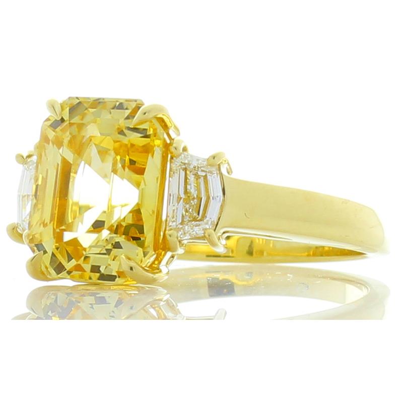 GII Certified 5.05 Carat Asscher Cut Yellow Sapphire and Cadillac ...