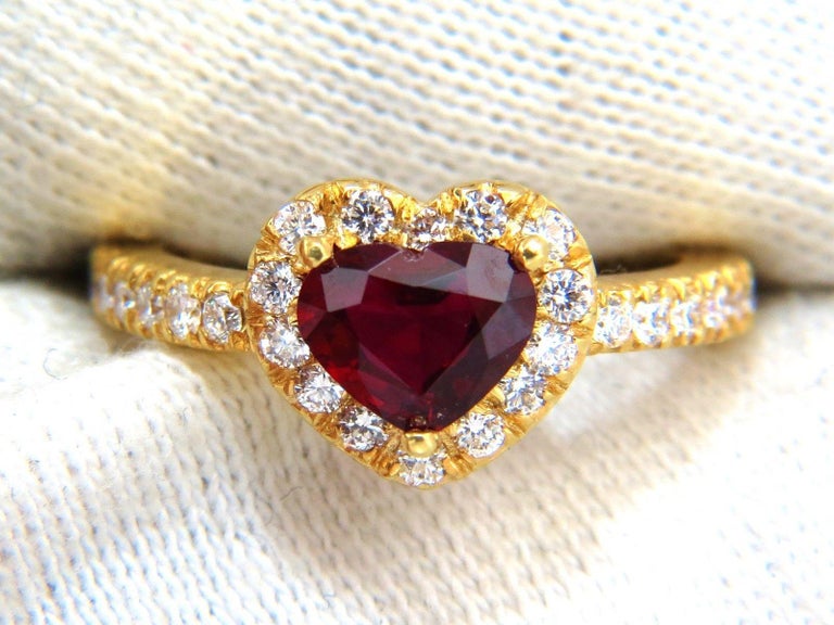 GIL Certified 1.62 Carat Natural Heart Cut Ruby Diamonds Ring 14 Karat ...