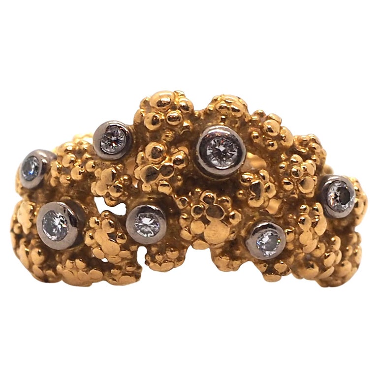 Gilbert Albert Diamond Ring 18 Karats Yellow Gold For Sale at 1stDibs