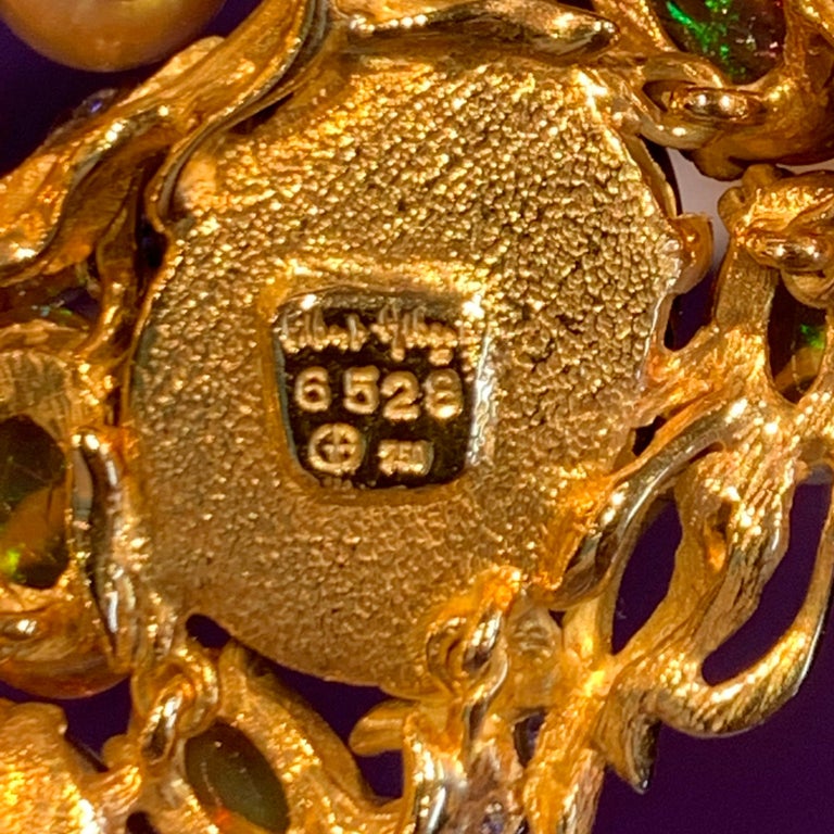 Gilbert Albert, collier et boucles d'oreilles en opale et perles de feu ...