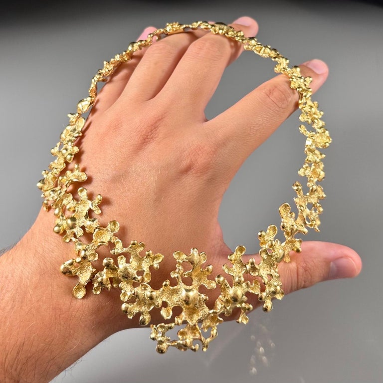 Gilbert Albert Vintage Floral Botryoidal Openwork Bib Necklace Yellow ...