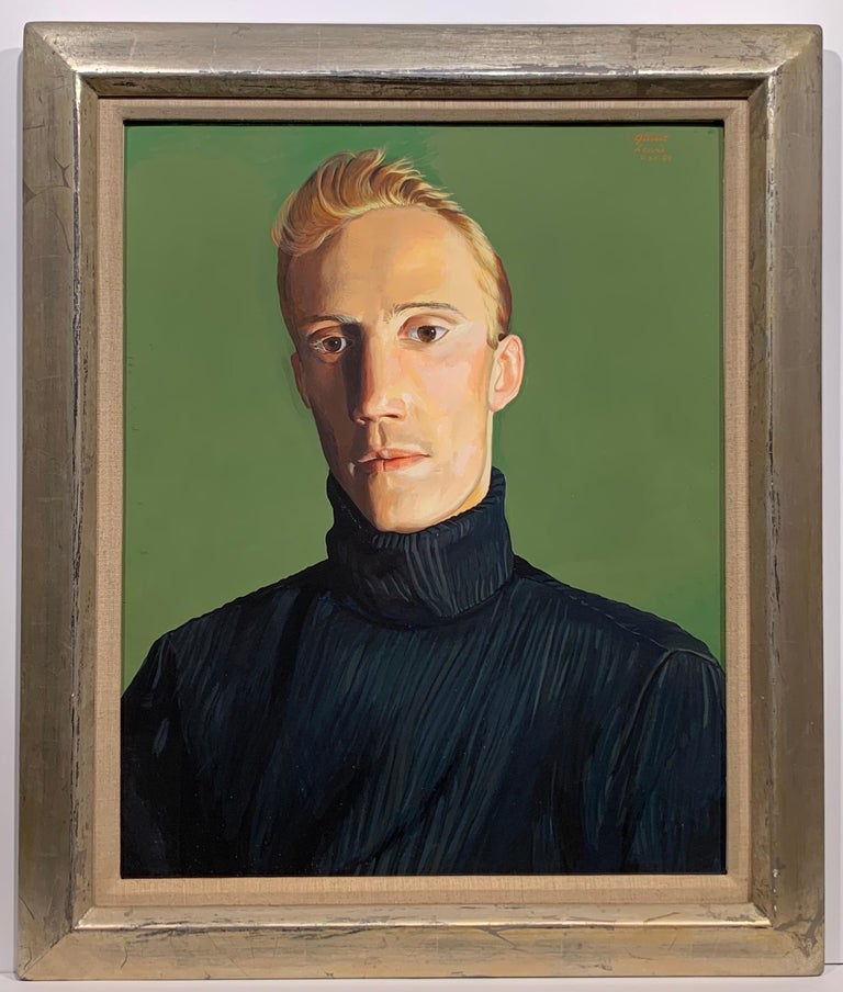 Gilbert Lewis - Untitled Male Portrait (Blue Turtleneck) at 1stDibs