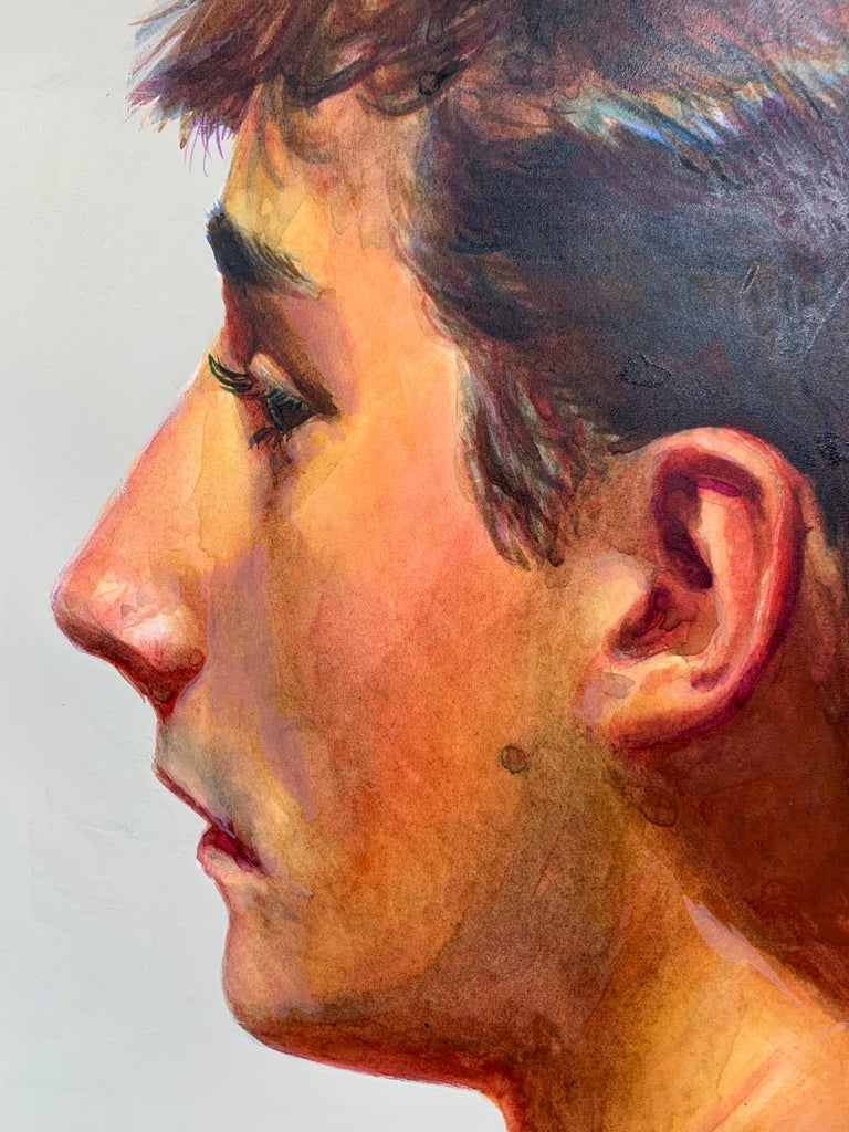 Gilbert Lewis - Untitled Male Portrait (Long Hair) at 1stDibs