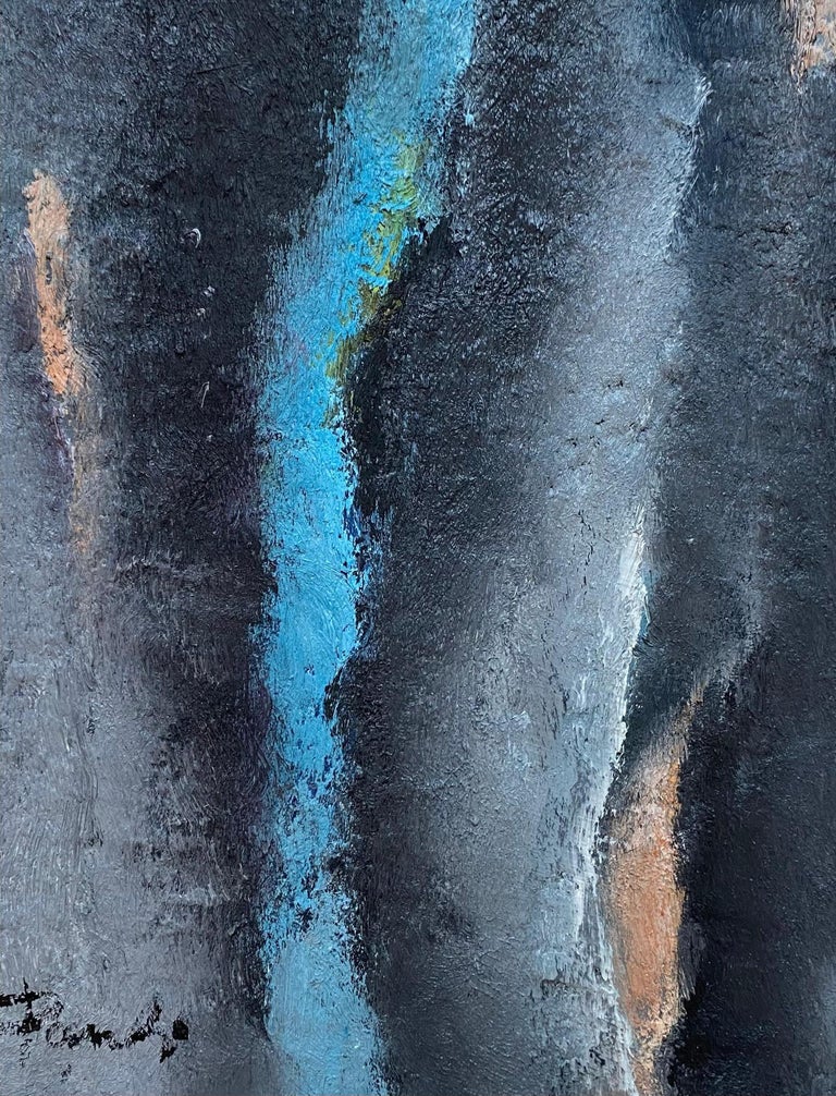 Gilbert Pauli - Blue and grey abstract composition n1 For Sale at 1stDibs