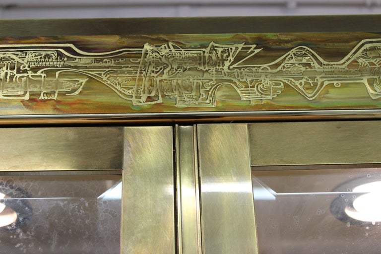 Bernard Rohde for Mastercraft Mid-Century Modern Acid Etched Display ...