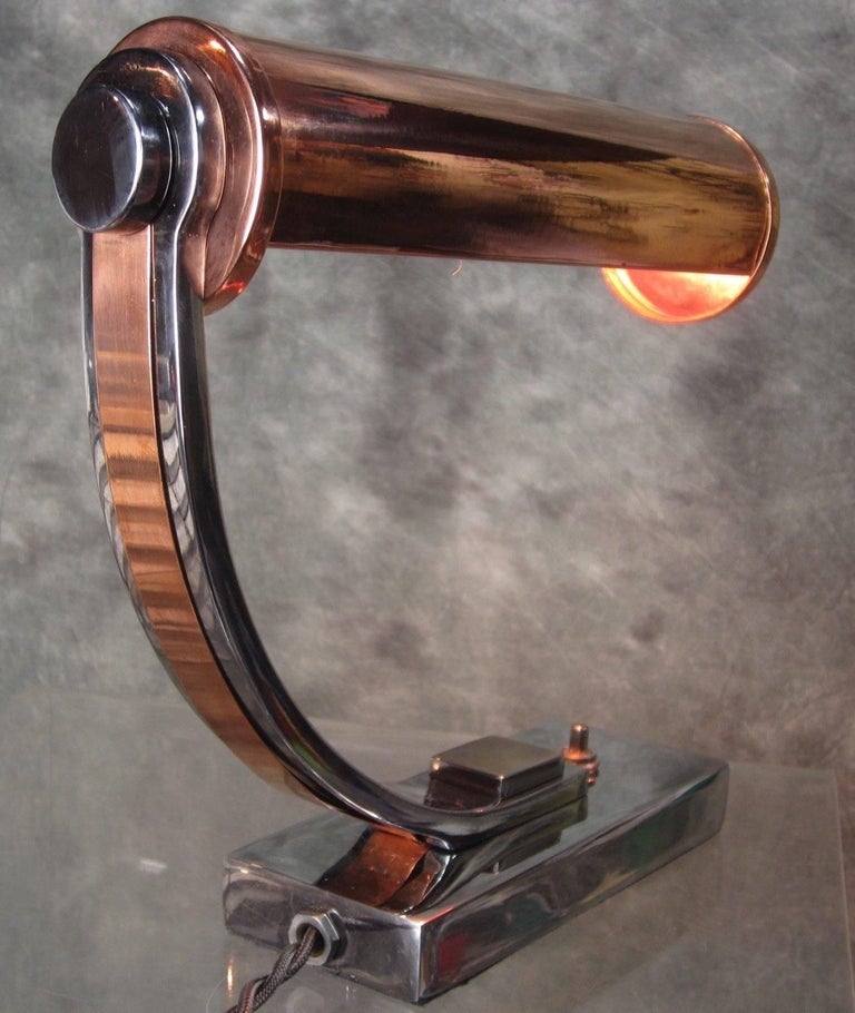 Gilbert Rohde Machine Age Art Deco Chrome and Copper Table Desk Lamp at ...