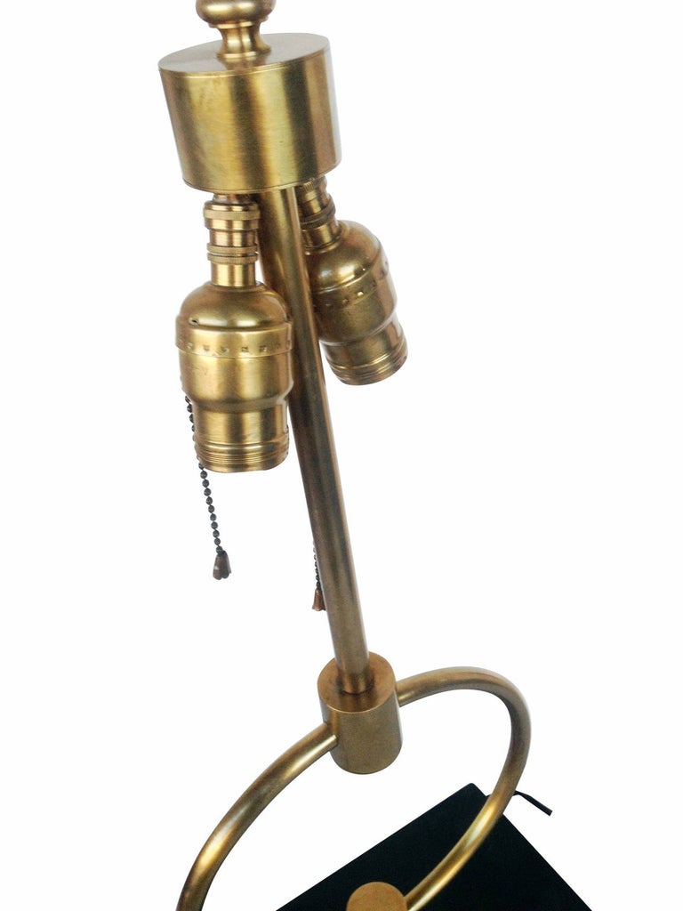 Gilbert Rohde Style Brass Ring Table Lamp, Pair For Sale at 1stDibs