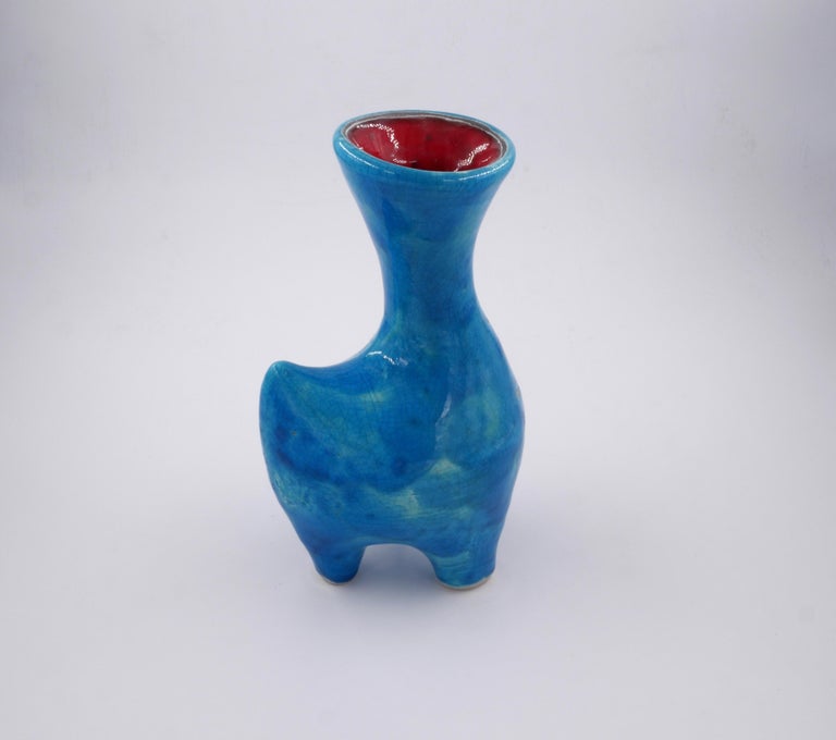 Gilbert Valentin Zoomorphic Vase in Glazed Earthenware, Vallauris, 1950 ...