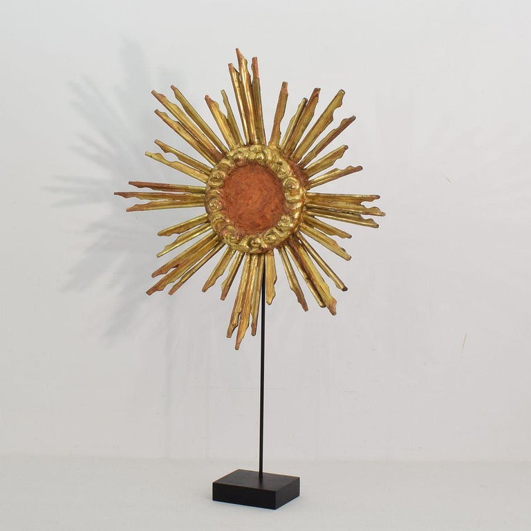 Gilded 18th Century Italian Baroque Carved Wooden Sun at 1stDibs