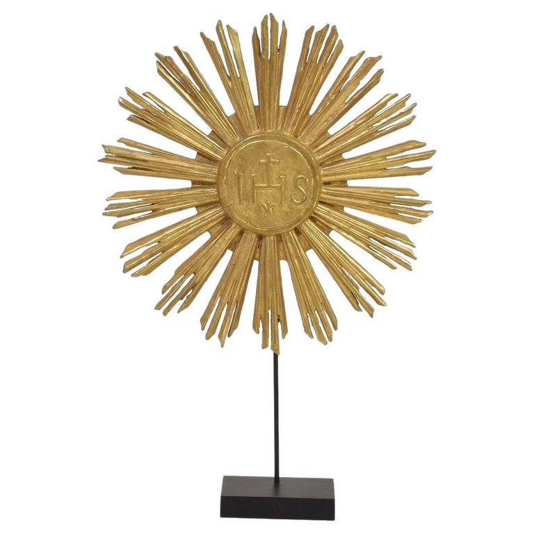 Gilded 18th Century Italian Baroque Carved Wooden Sun For Sale at 1stDibs