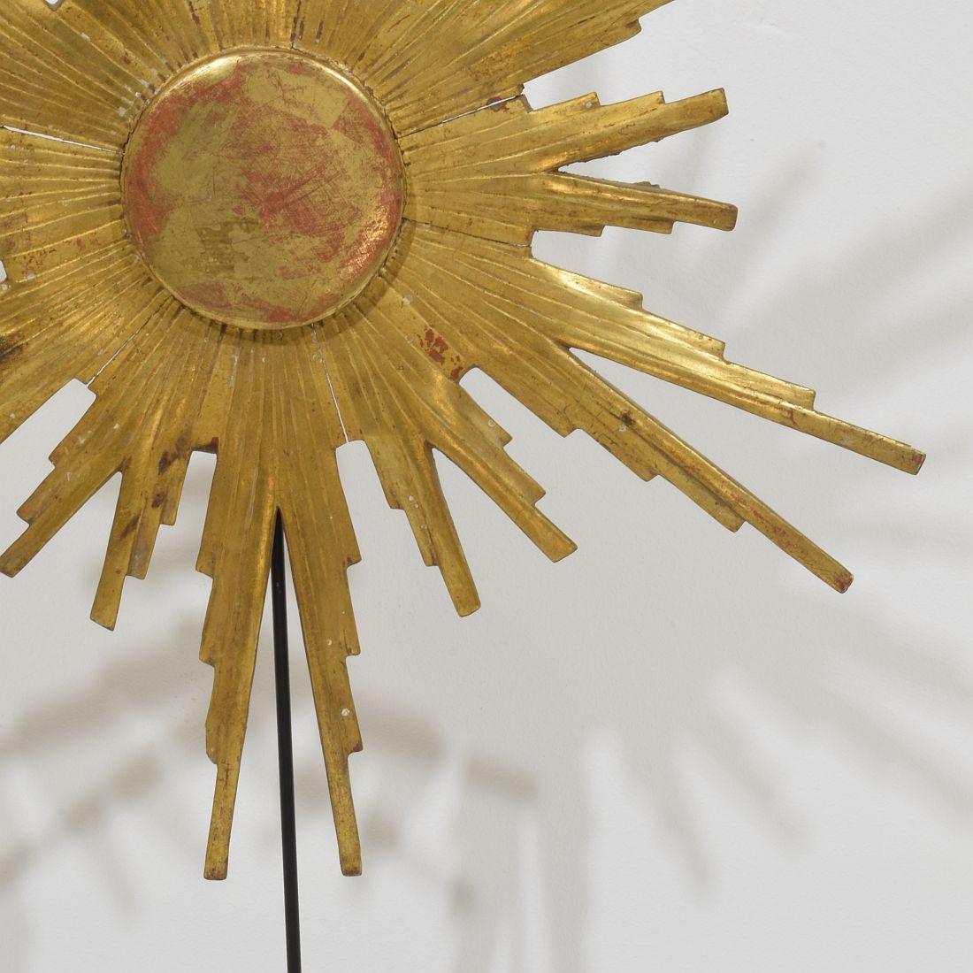 Gilded 19th Century Italian Baroque Style Carved Wooden Sun at 1stDibs