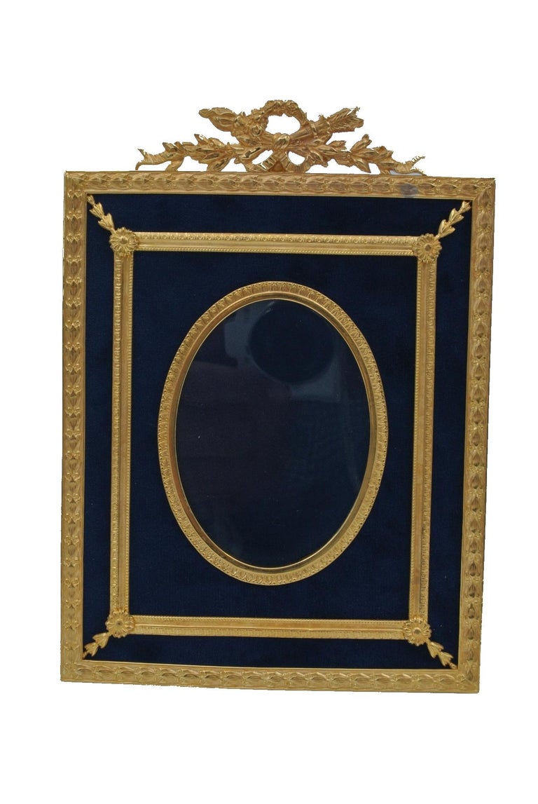 Gilded Brass and Blue Velvet Photo Frame at 1stDibs