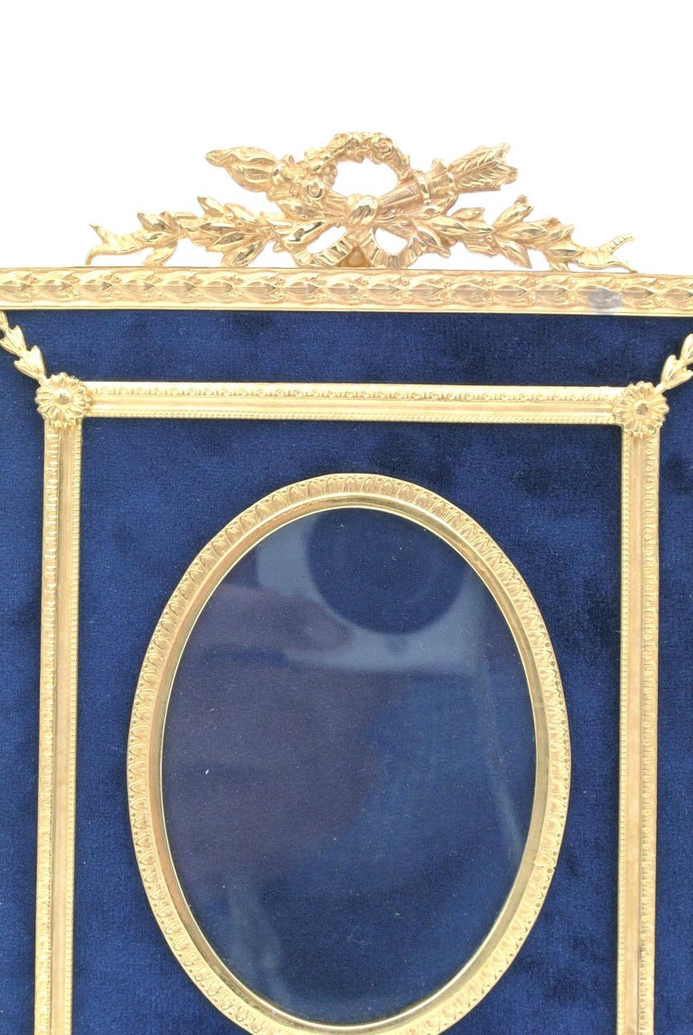 Gilded Brass and Blue Velvet Photo Frame at 1stDibs
