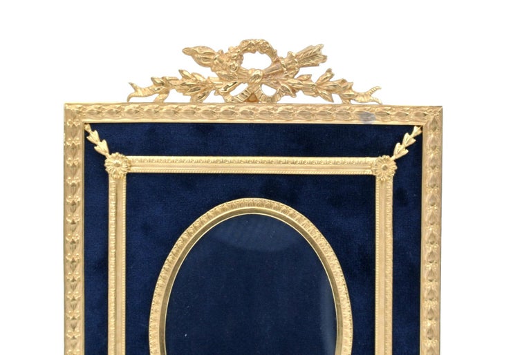 Gilded Brass and Blue Velvet Photo Frame at 1stDibs