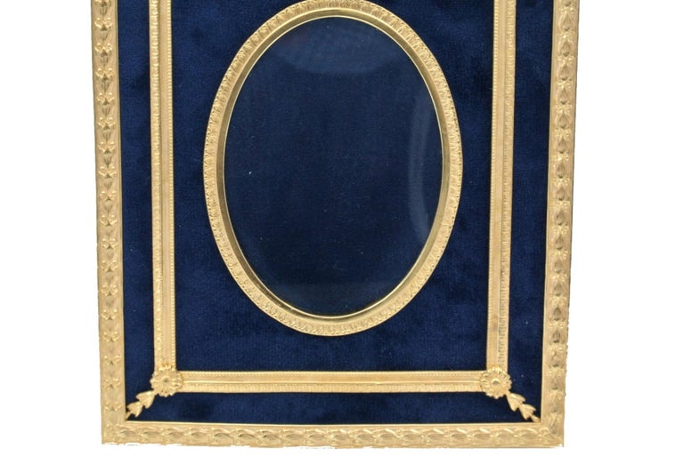 Gilded Brass and Blue Velvet Photo Frame at 1stDibs