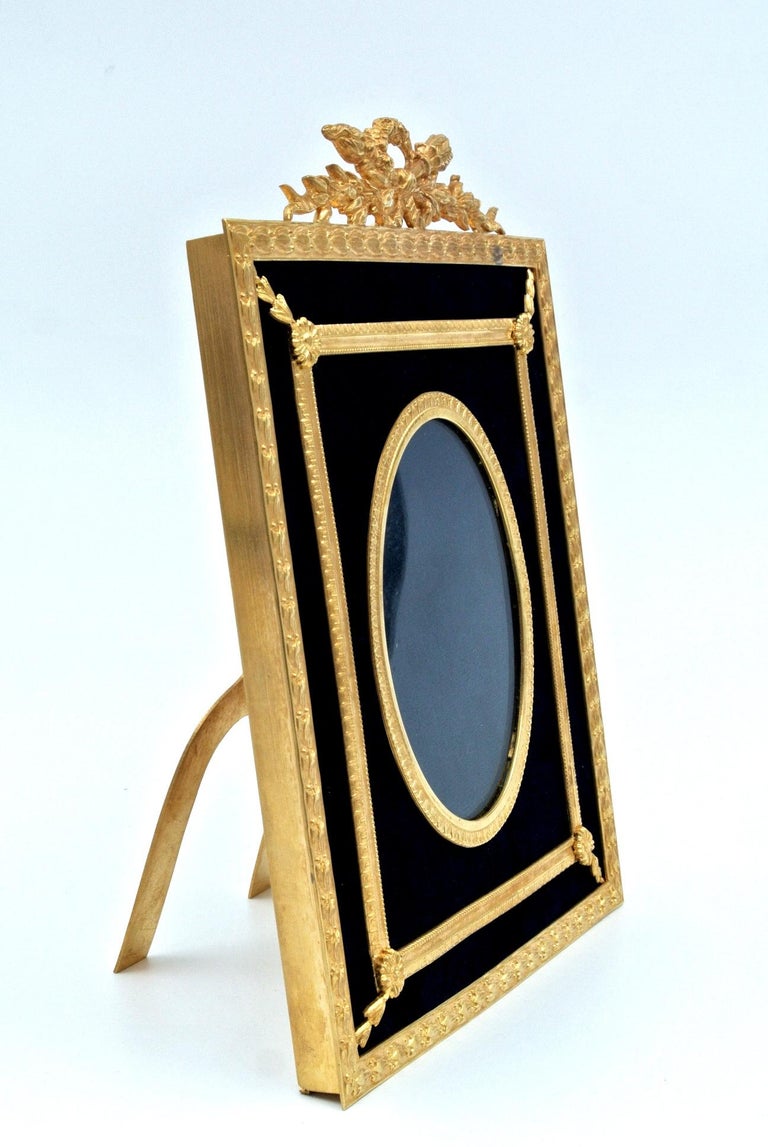 Gilded Brass and Blue Velvet Photo Frame at 1stDibs