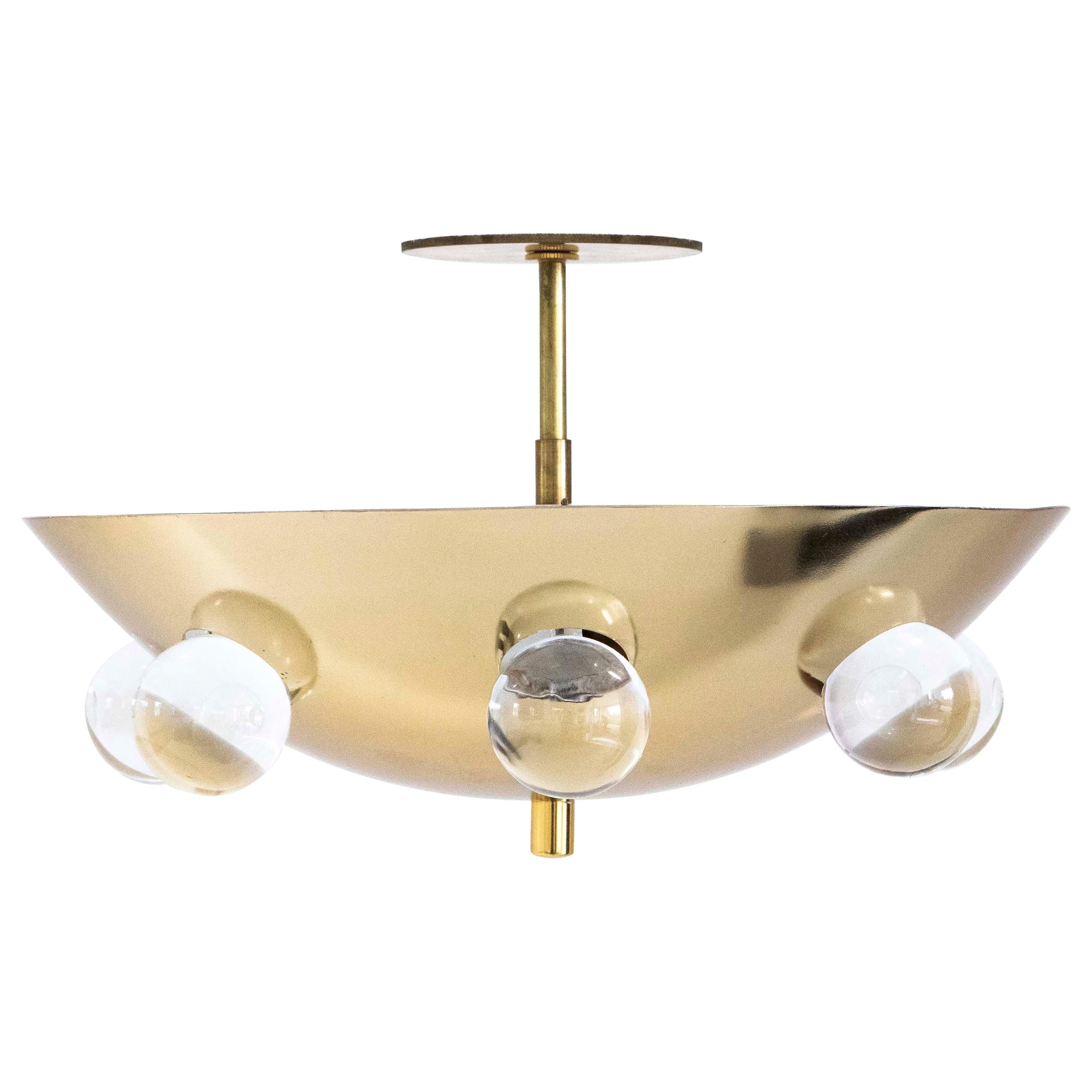 Gilded Brass Crystal Orb Ceiling Fixture For Sale at 1stDibs