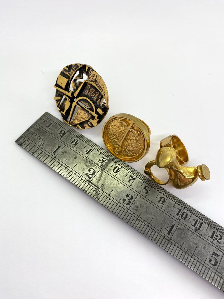 Gilded Brass Finland Jorma Laine Turun Hopea Three Rings For Sale at ...