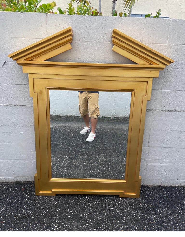 Gilded Broken Pediment Mirror by Donghia For Sale at 1stDibs
