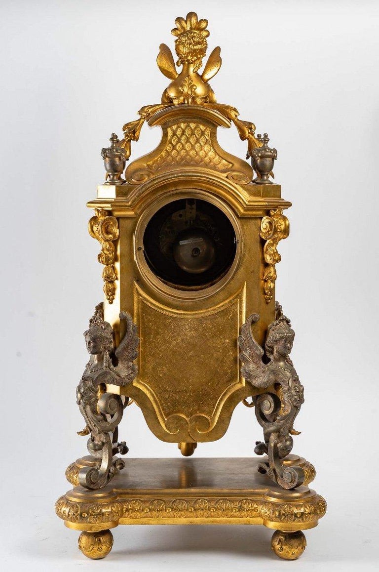 Gilded Bronze and Blue Porcelain Mantel Set For Sale at 1stDibs