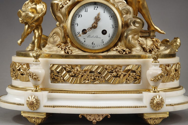 Gilded Bronze Clock "Venus and Cupid" in the Louis XVI Style at 1stDibs