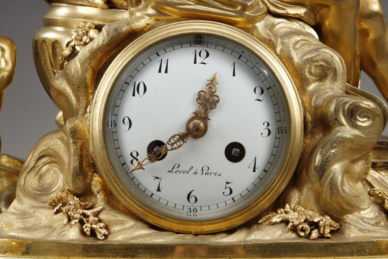 Gilded Bronze Clock "Venus and Cupid" in the Louis XVI Style at 1stDibs
